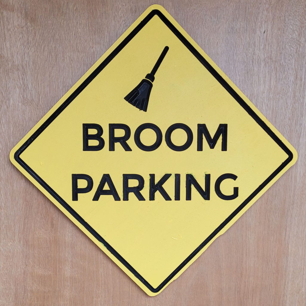 Halloween Road Sign - Broom Parking - carvo